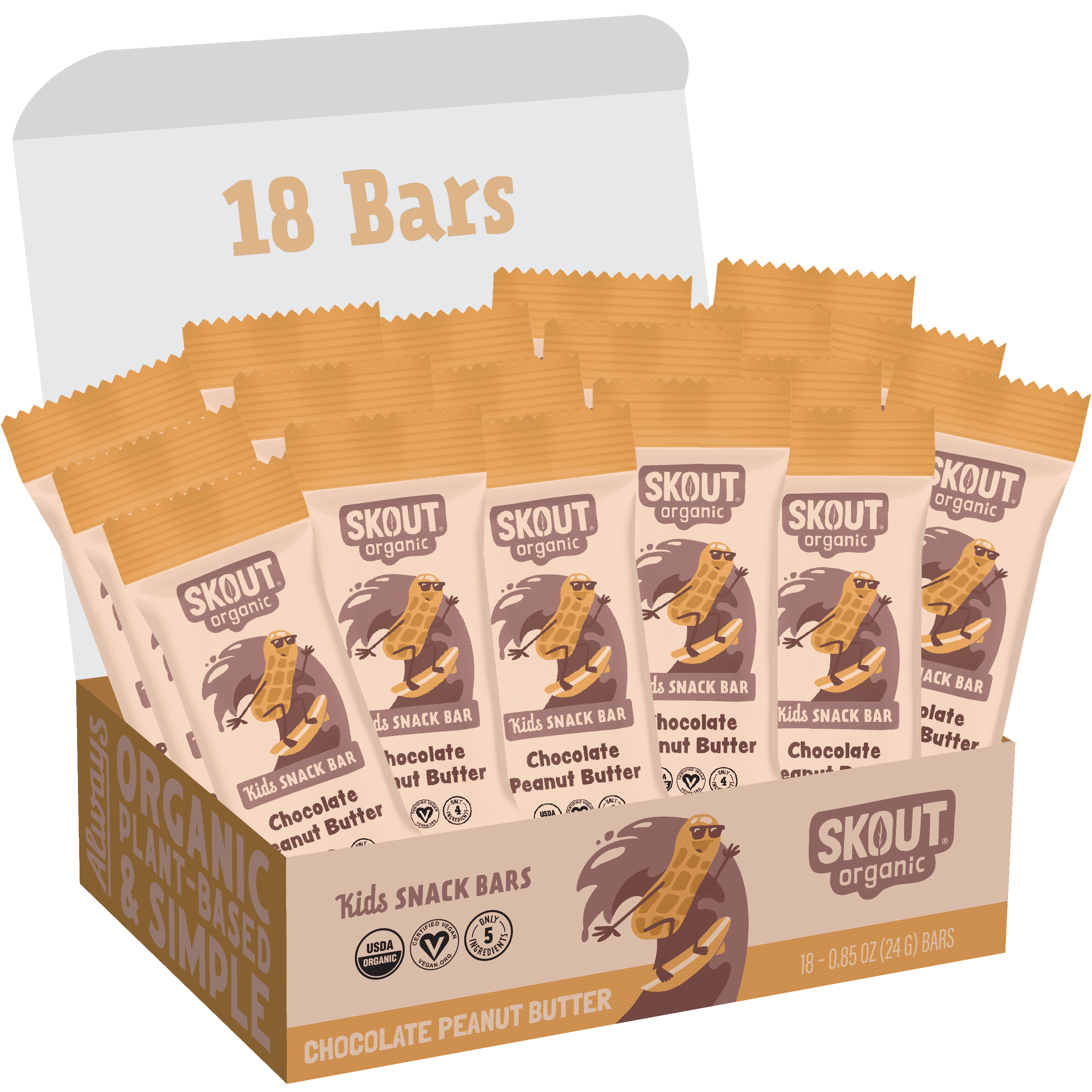 Skout Organic Chocolate Peanut Butter Kids Snack Bars (18 Pack ...
