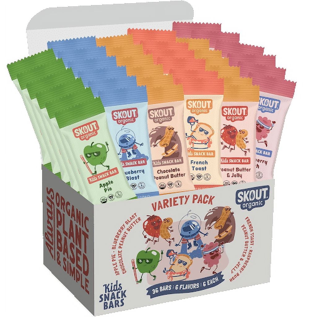 Skout Organic Kids Snack Bars, Variety Pack of 36, Vegan, Plant-Based ...