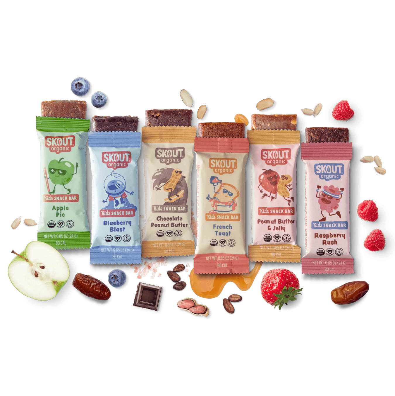 Skout Organic Kids Snack Bar Variety Pack - 6 Flavors - 36 Pack ...