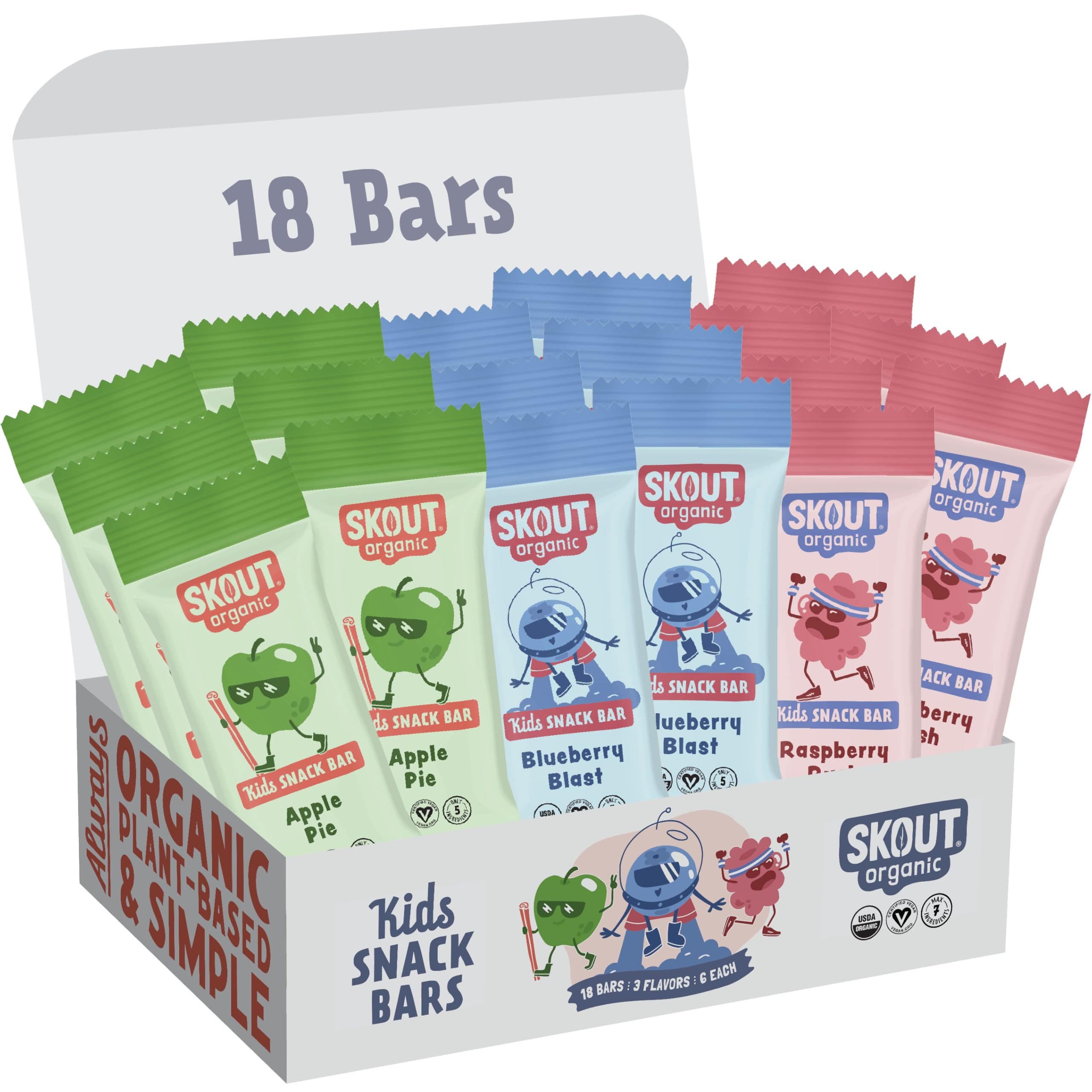Skout Organic Real Food Bars for AIS1 Kids Fruit Variety Pack (18 Pack ...