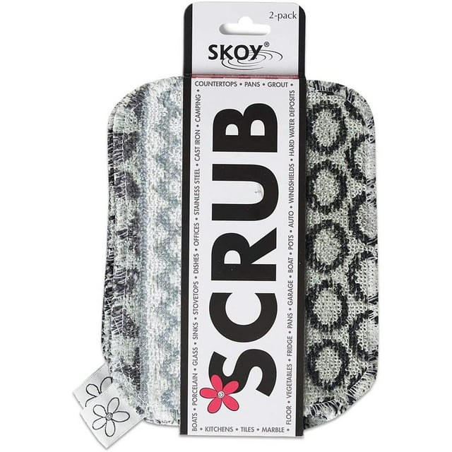 Skoy Scrub Set of 2 Reusable Kitchen Scouring Pads, Monochromatic ...