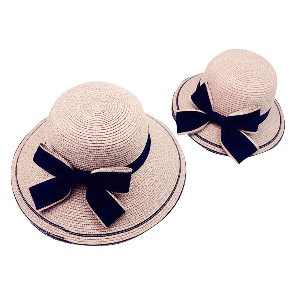 Skpblutn Sun Hat Summer Parent-Child Women Baby Kids Girl Mom Beach ...