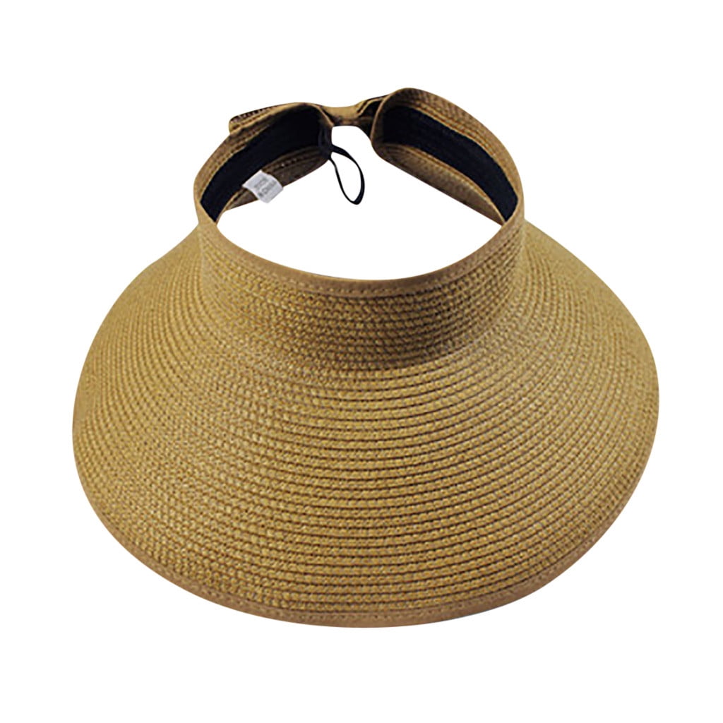 Skpblutn Sun Hat Women'S Summer Foldable Straw Sun Visor W/Cute Bowtie ...