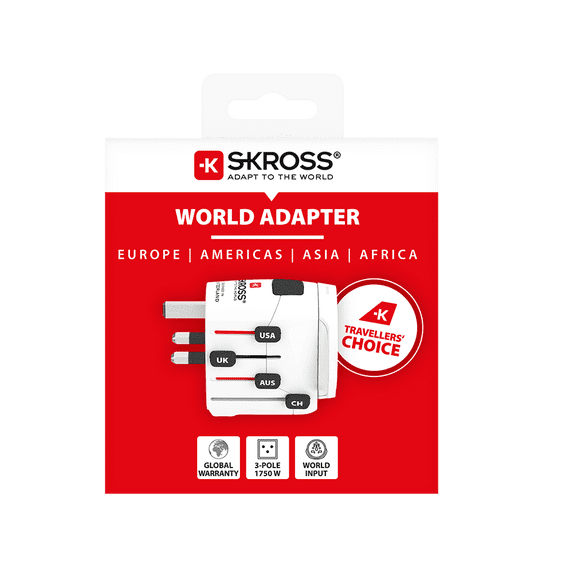 Skross PRO World Adapter 3 Pole World Travel Adapter - Walmart.com