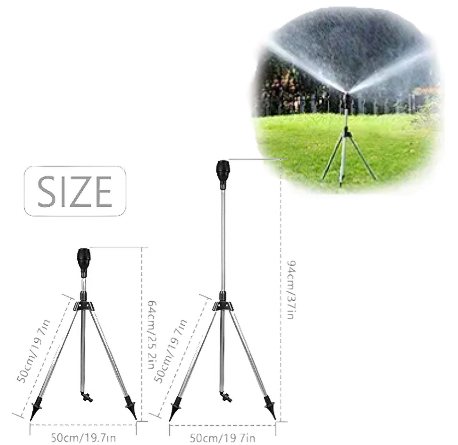 Sksloeg 360 Rotating Tripod Sprinkler, 360 Degree Automatic Rotating ...