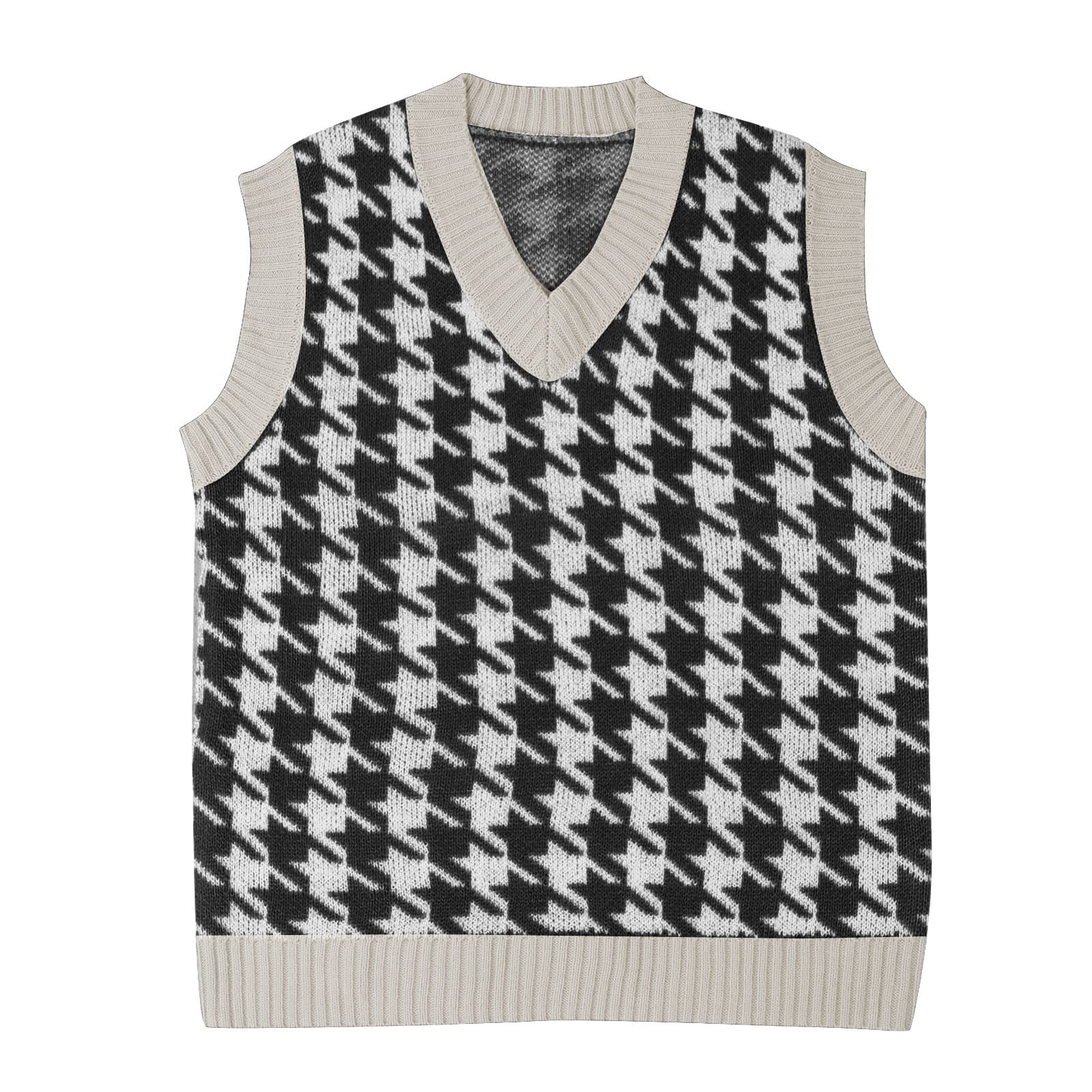 Sksloeg Beautiful Sweater Vests for Women Argyle Plaid Print Sweater ...