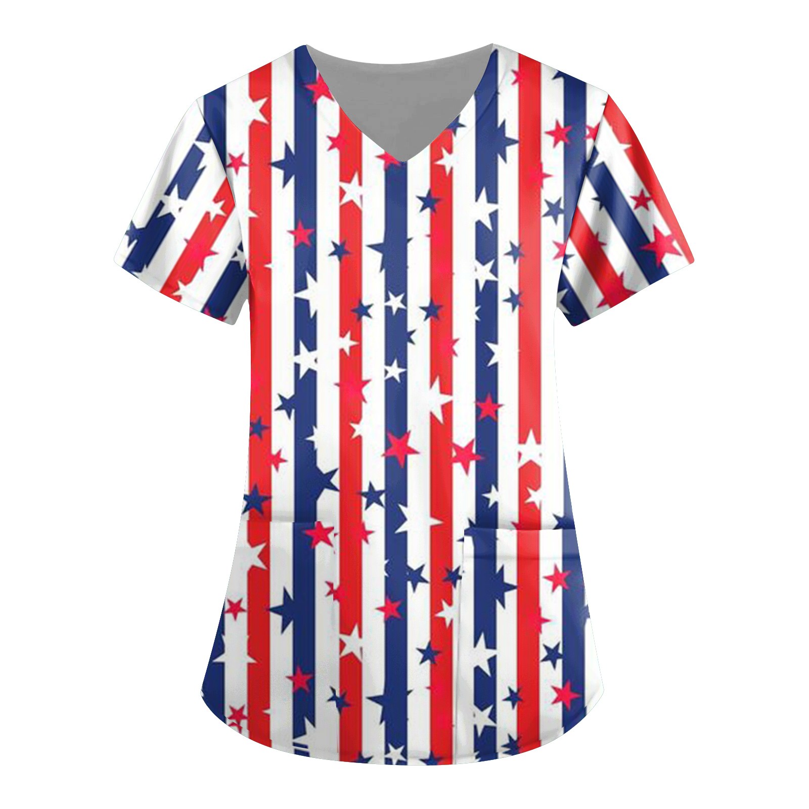 Sksloeg Scrub Top for Women Fashion 2024 V-Neck Tops 4th Of July ...