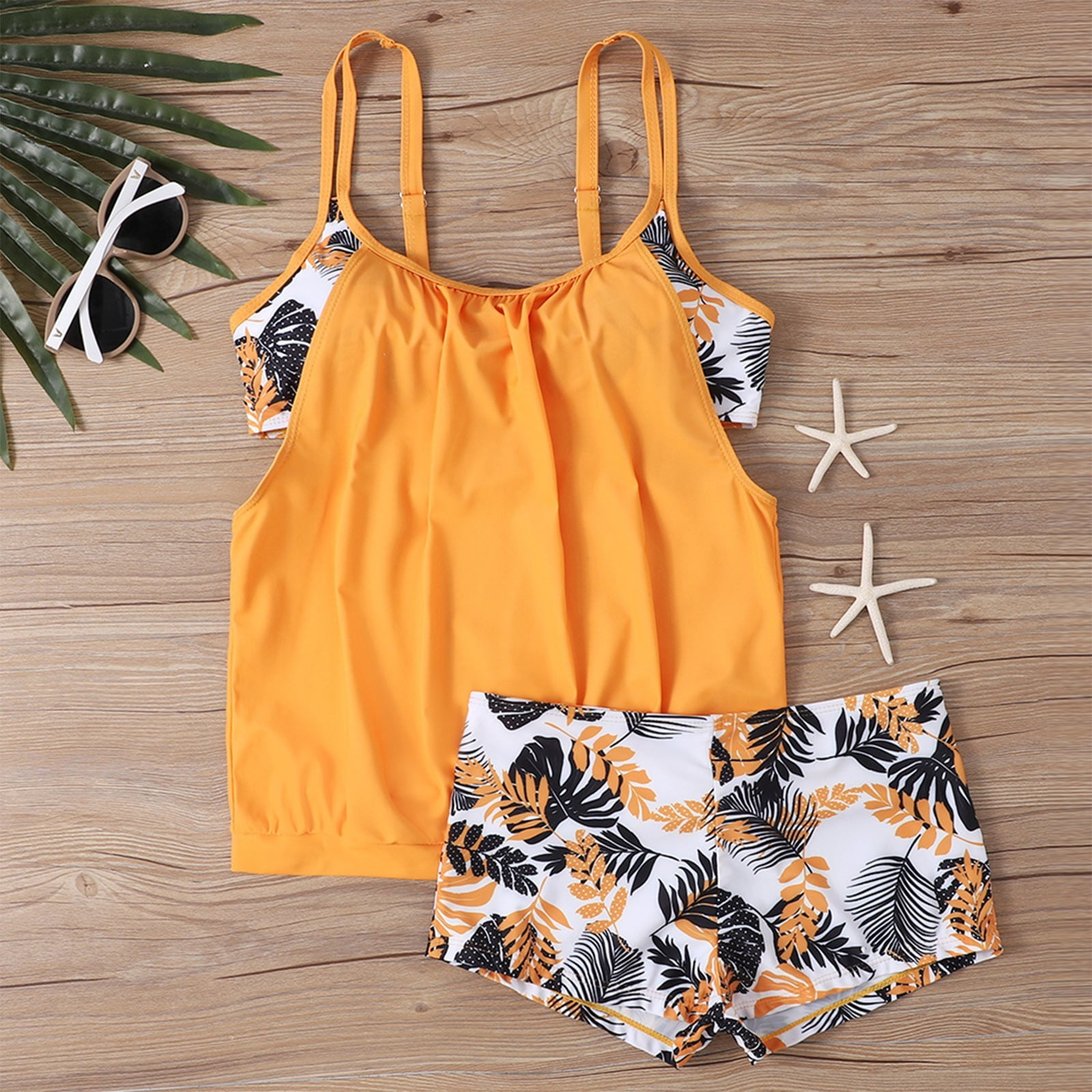 Sksloeg Tankini Bathing Suits for Women Two Piece Retro Print Bathing ...