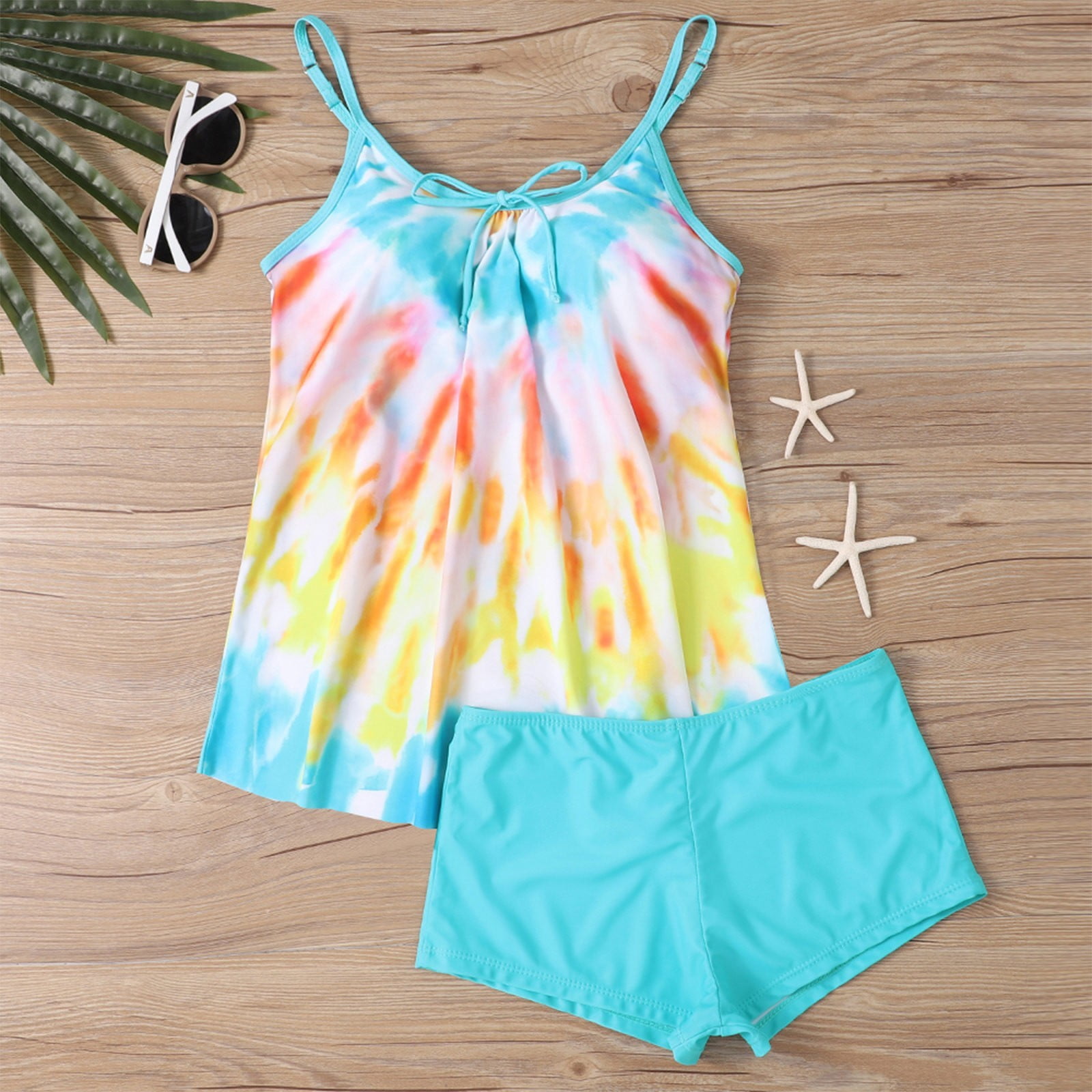 Sksloeg Tankini Bathing Suits for Women Two Piece Retro Print Bathing ...