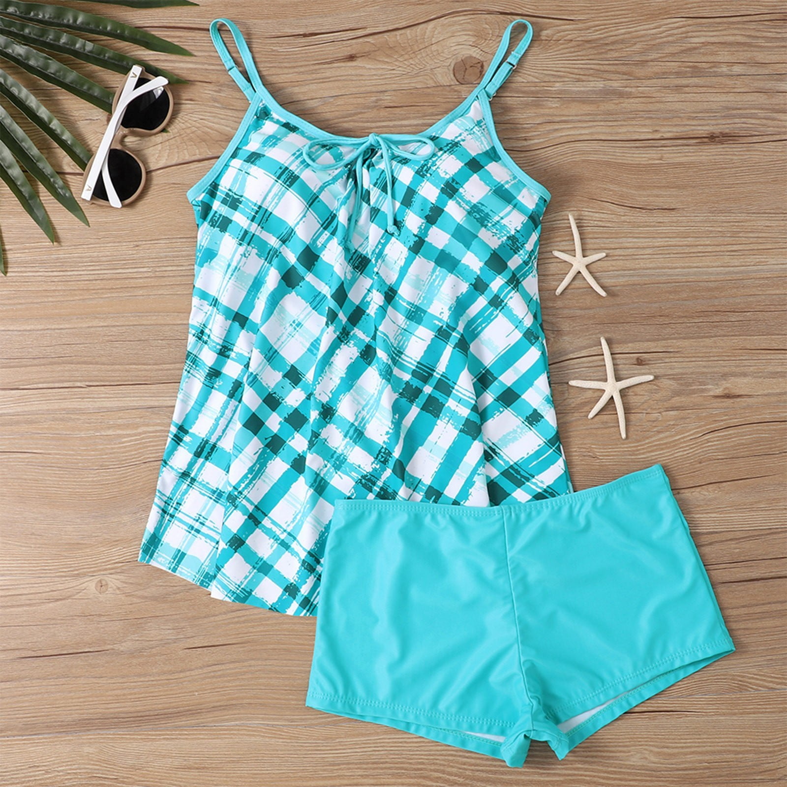 Sksloeg Two Piece Tankini Bathing Suits for Women Athletic Swim Tank ...