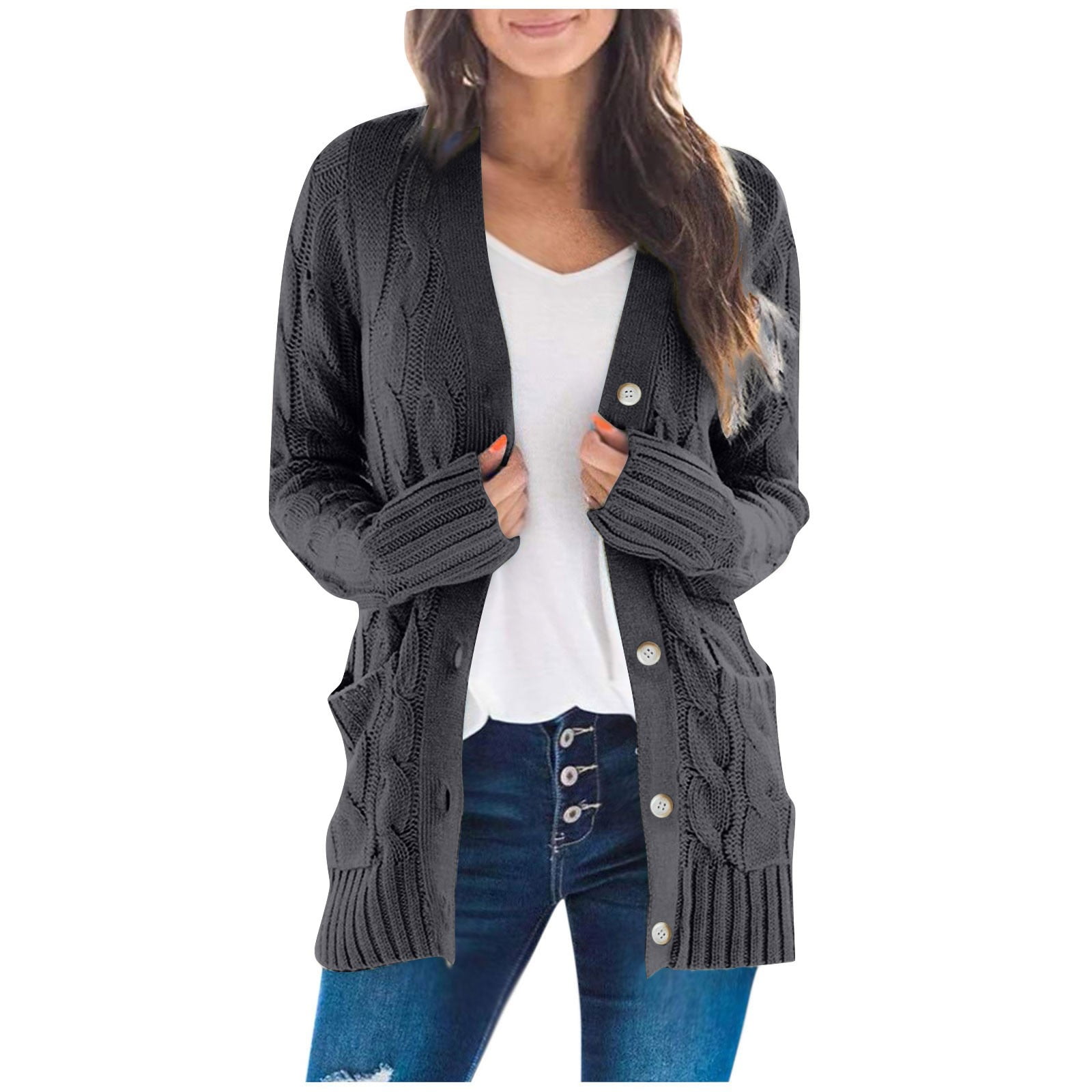 Sksloeg Womens Cardigan 2023 Trendy Solid Open Front Loose Slouchy