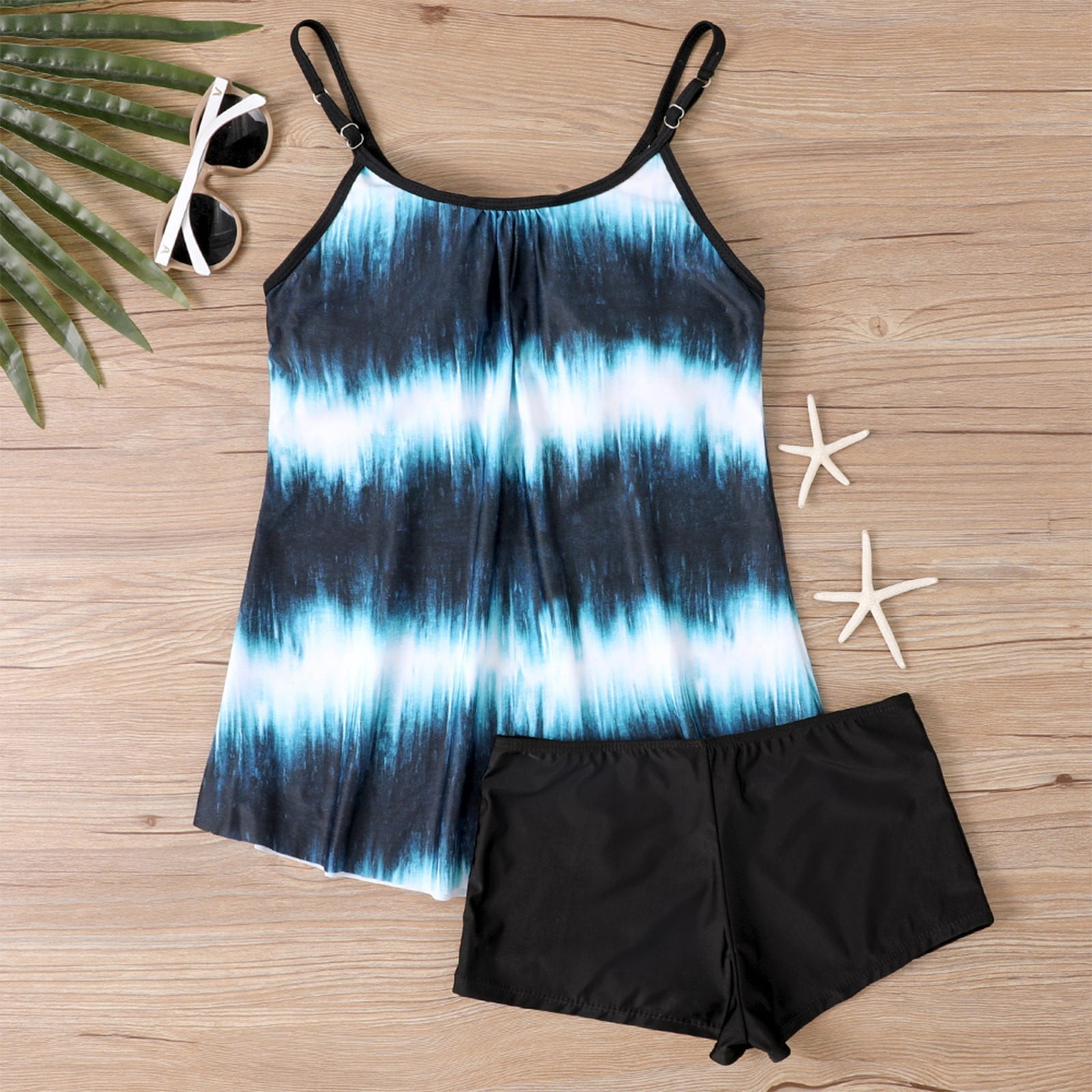 Sksloeg Women's Plus Size Tankini Bathing Suits Swim Suit Retro Print ...