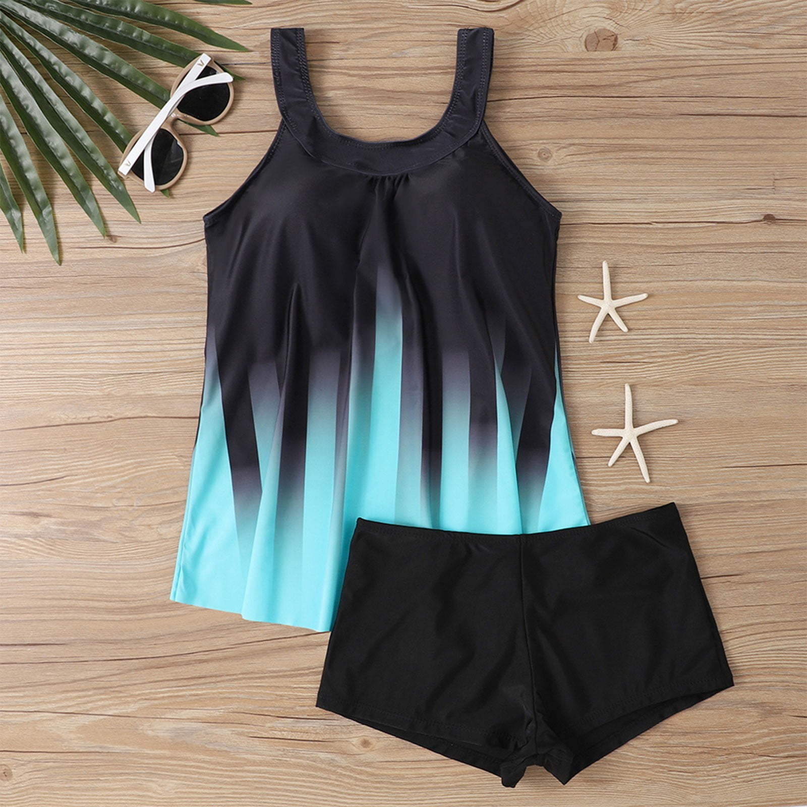 Sksloeg Women's Plus Size Tankinis Swimsuit Two Piece Retro Print ...