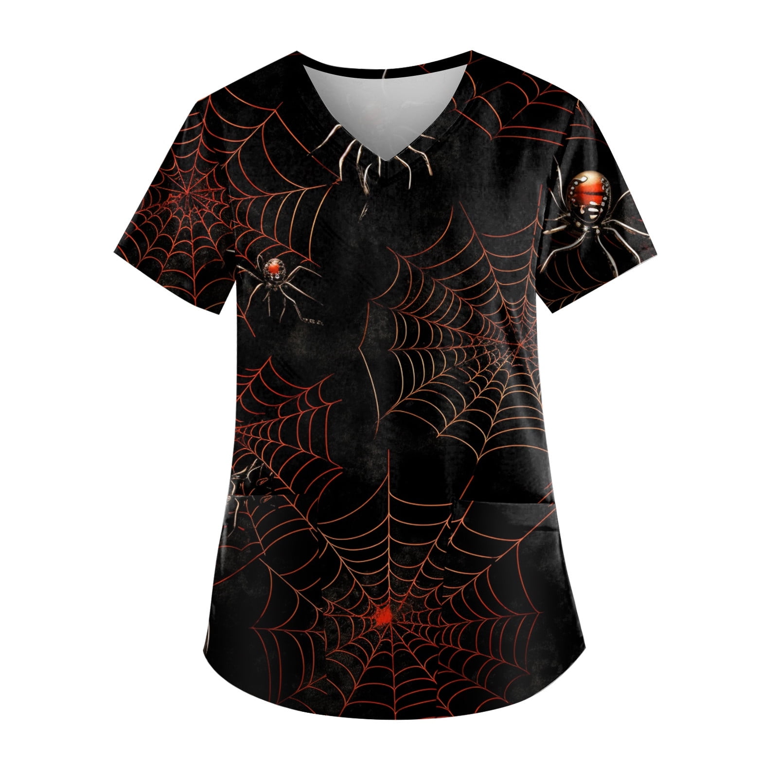 Sksloeg Womens Scrub Tops Plus Size Workwear V Neck Short Sleeve ...