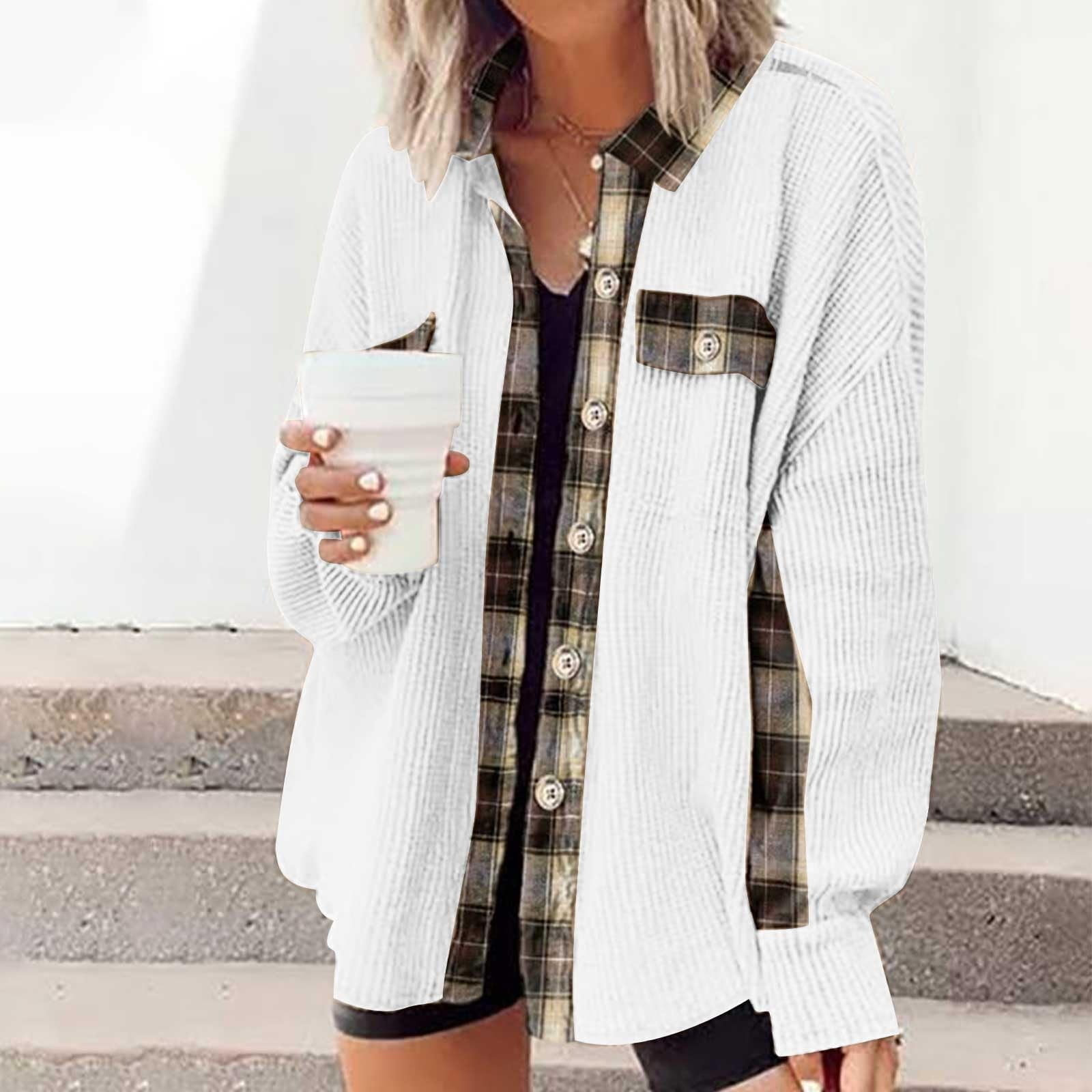 Sksloeg Womens Shacket Xs Corduroy Shirt Long Sleeve Oversized Button ...