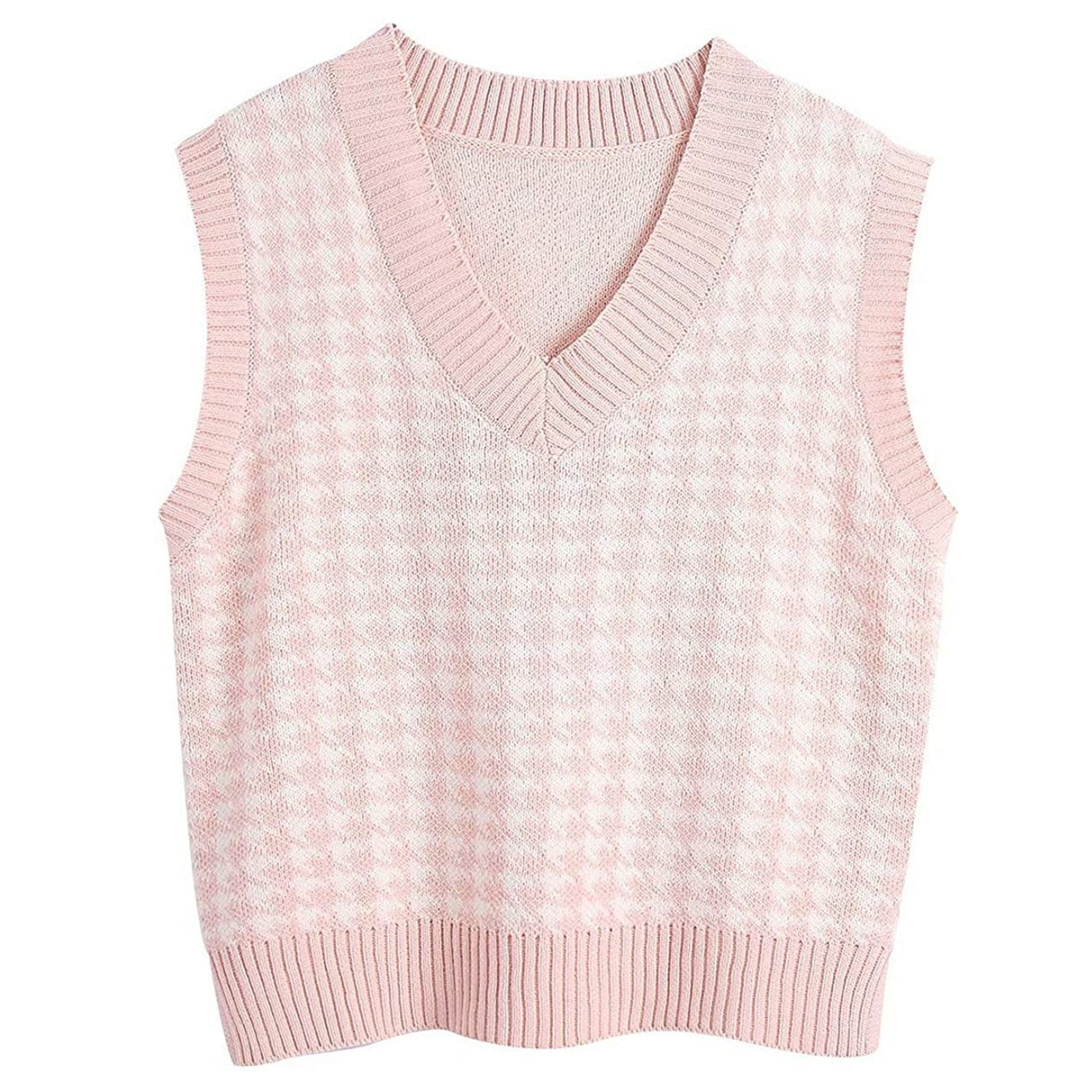 Sksloeg Argyle Sweater Vest Women Crop Y2k Houndstooth Sweater Vests V ...