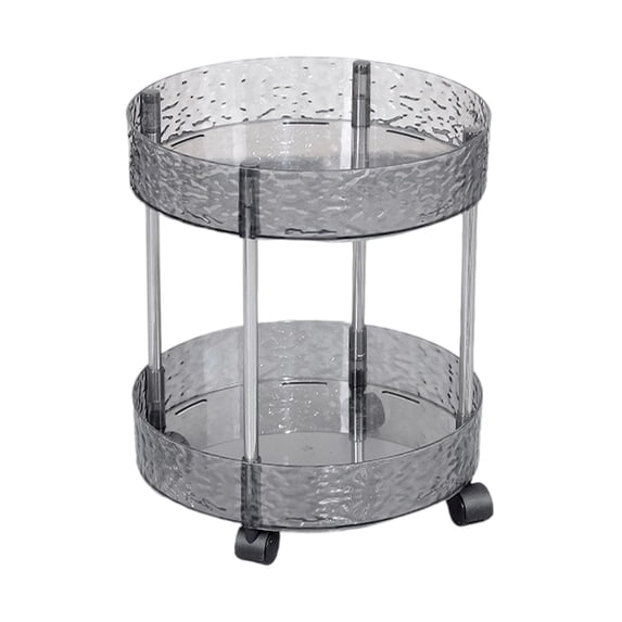 Sktrjpolfis 2 Tier Plastic Rolling Storage Shelf Movable Clear ...
