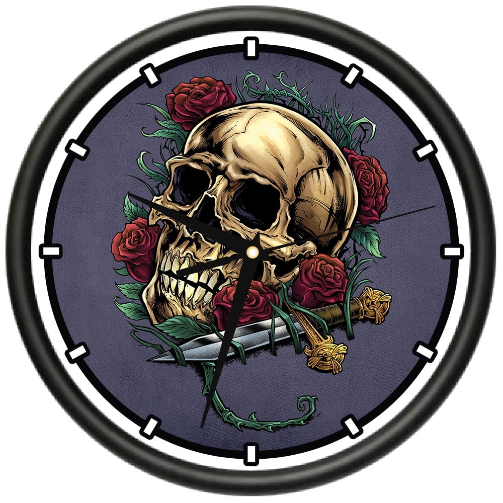 Skull And Dagger Design Wall Clock | Precision Quartz Movement | Décor ...