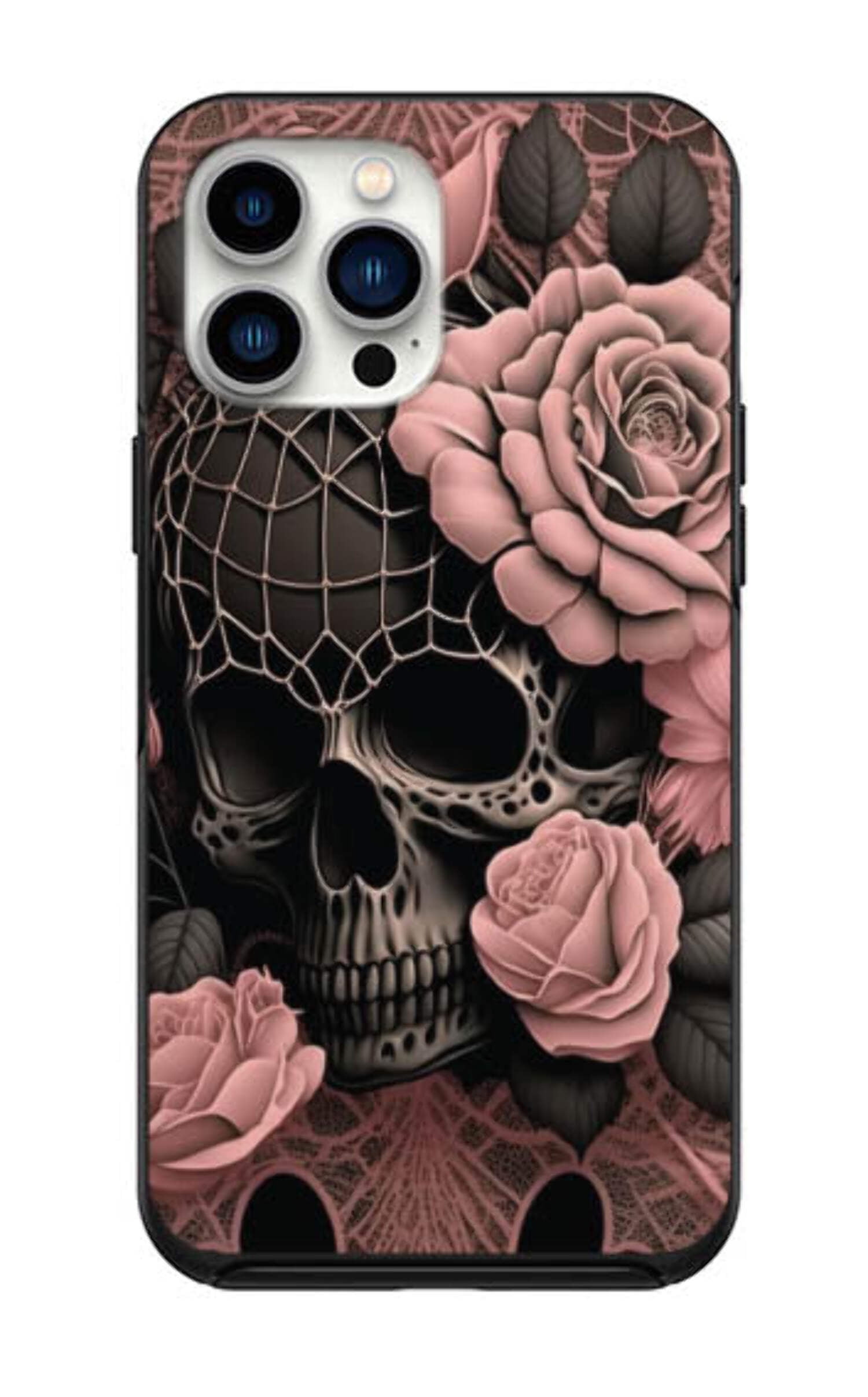 Skull And Pink Flowers Case for iPhone 14 14 pro 14pro max 13 12 11 Pro ...
