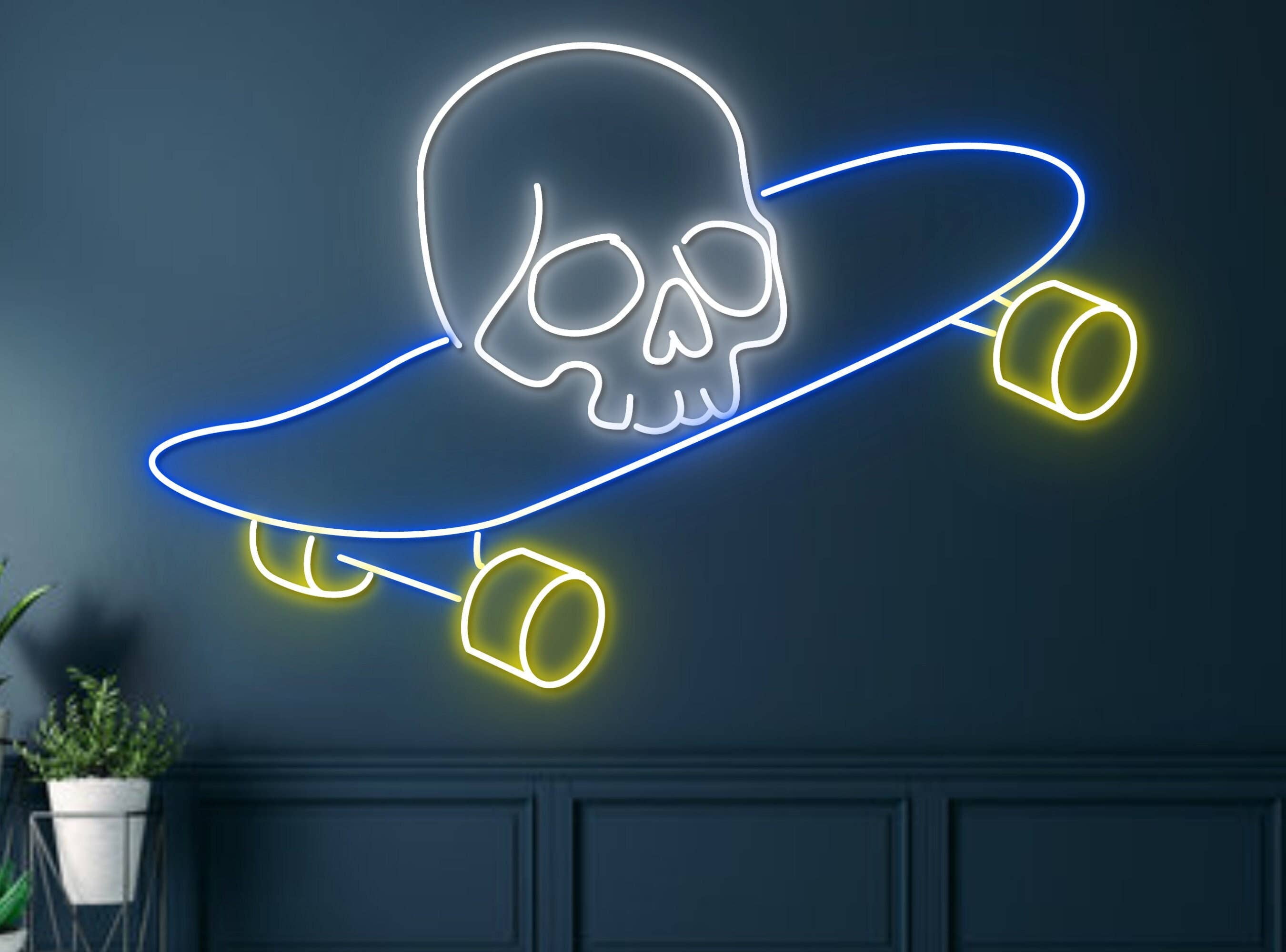 Skull And Skateboard Neon Sign - Walmart.com