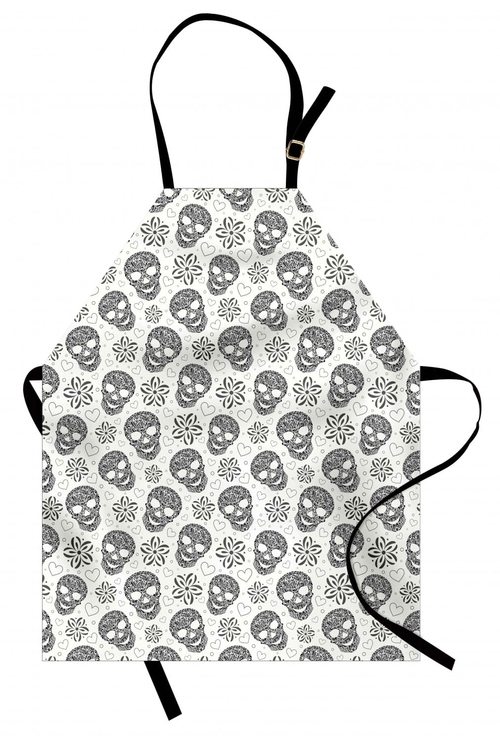 Skull Apron Abstract Floral Skulls Daisies Hearts Circles Illustration ...