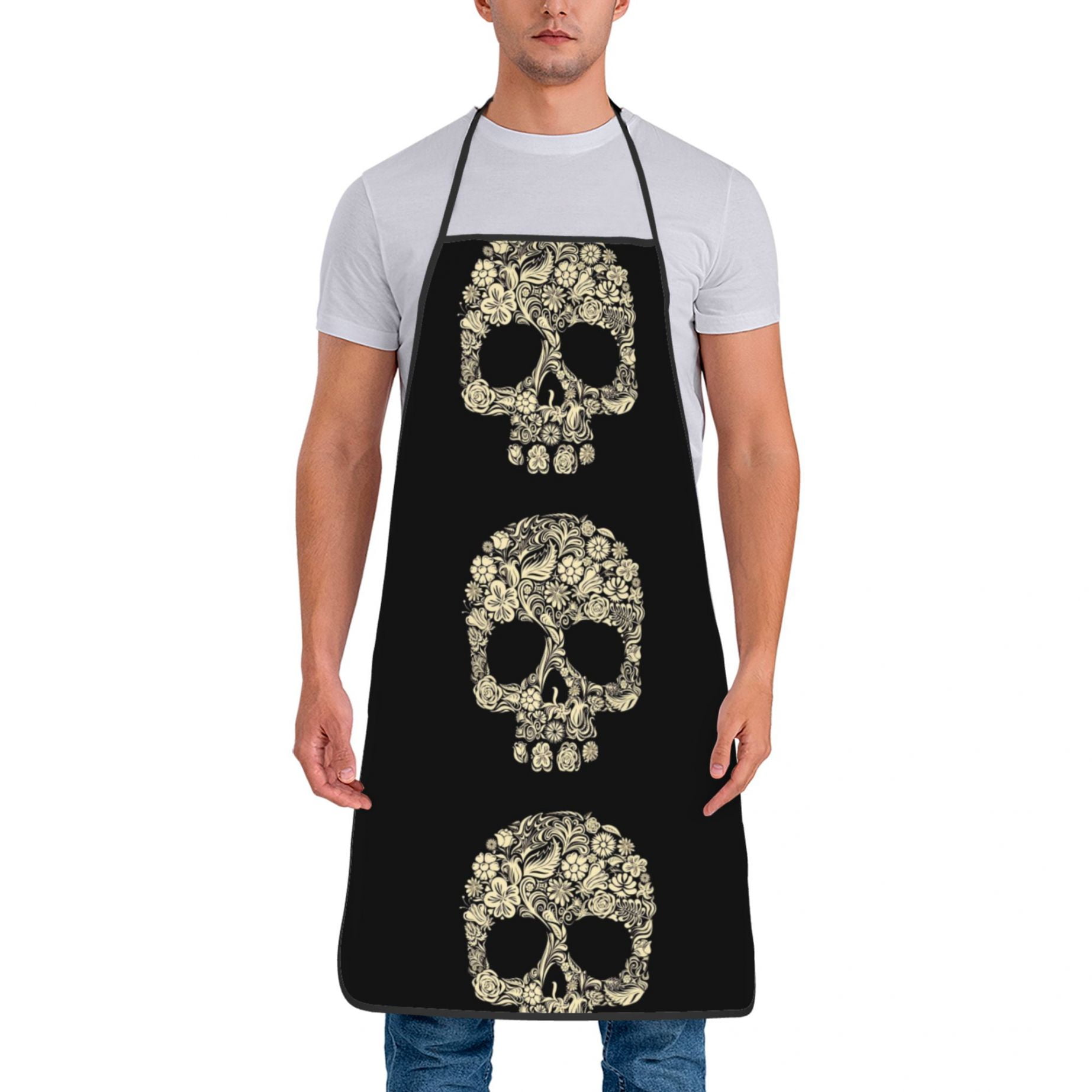 Skull Aprons for Women Men Waterproof Apron Kitchen Chef Cooking BBQ ...