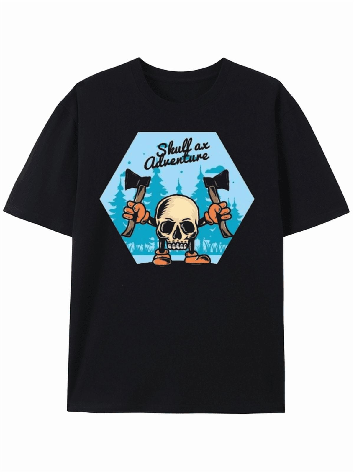 Skull Ax Adventure: Fun and Spooky Graphic Tee - Walmart.com