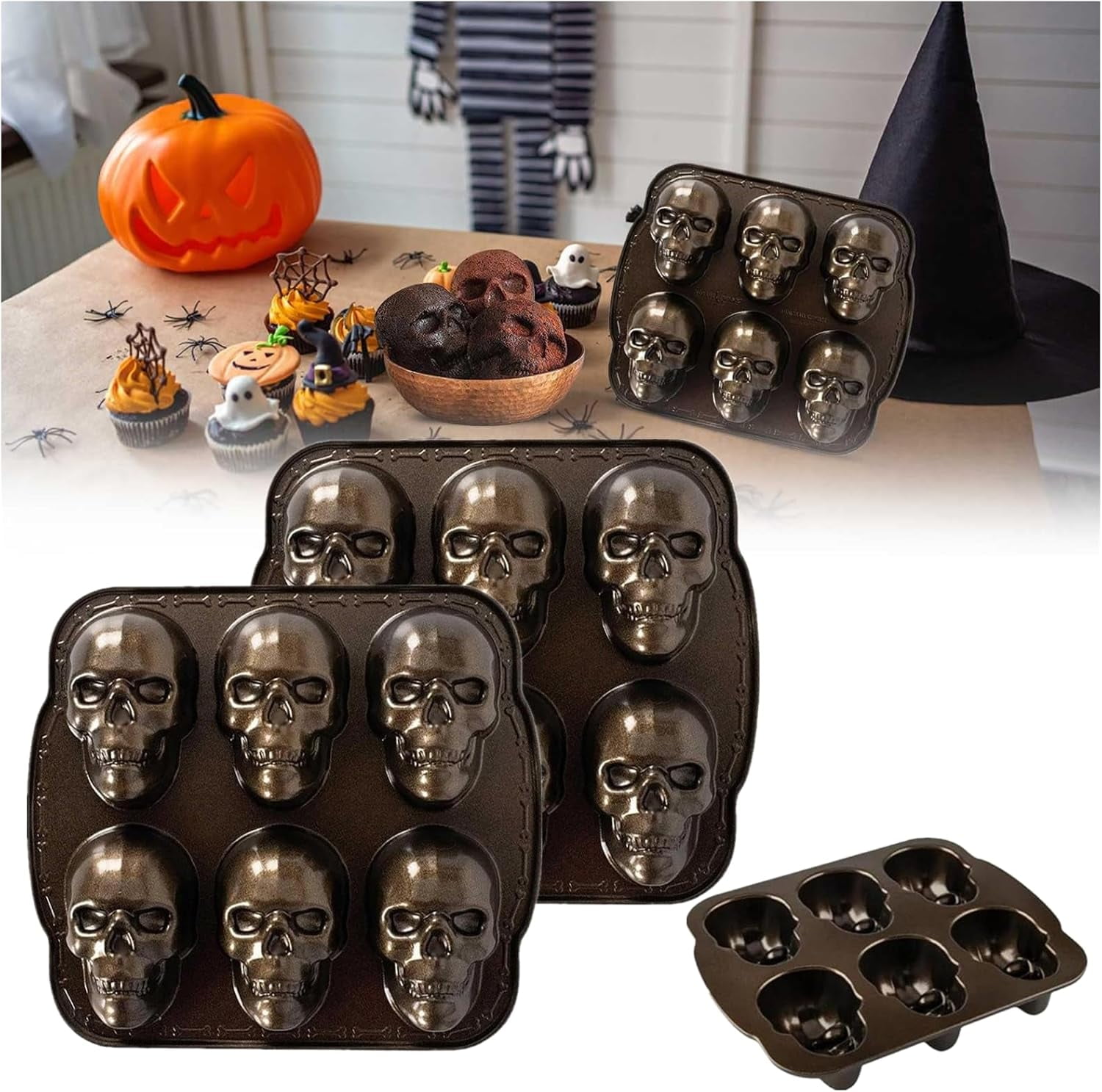Skull Baking Pan, Halloween Skull Molds for Baking, Skull Cake Pans ...