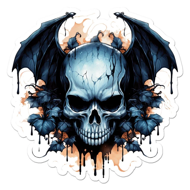 Skull Bat Wings Sticker Phone Decal Water Bottle Stickers Car Decals ...