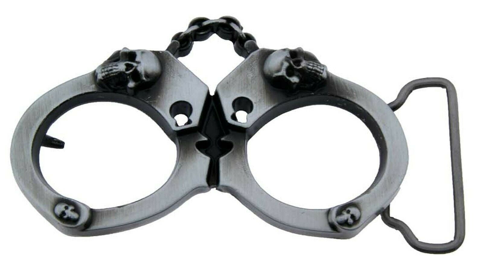 Skull Belt Buckle Antiqued Finished Handcuff Police Halloween Costume ...
