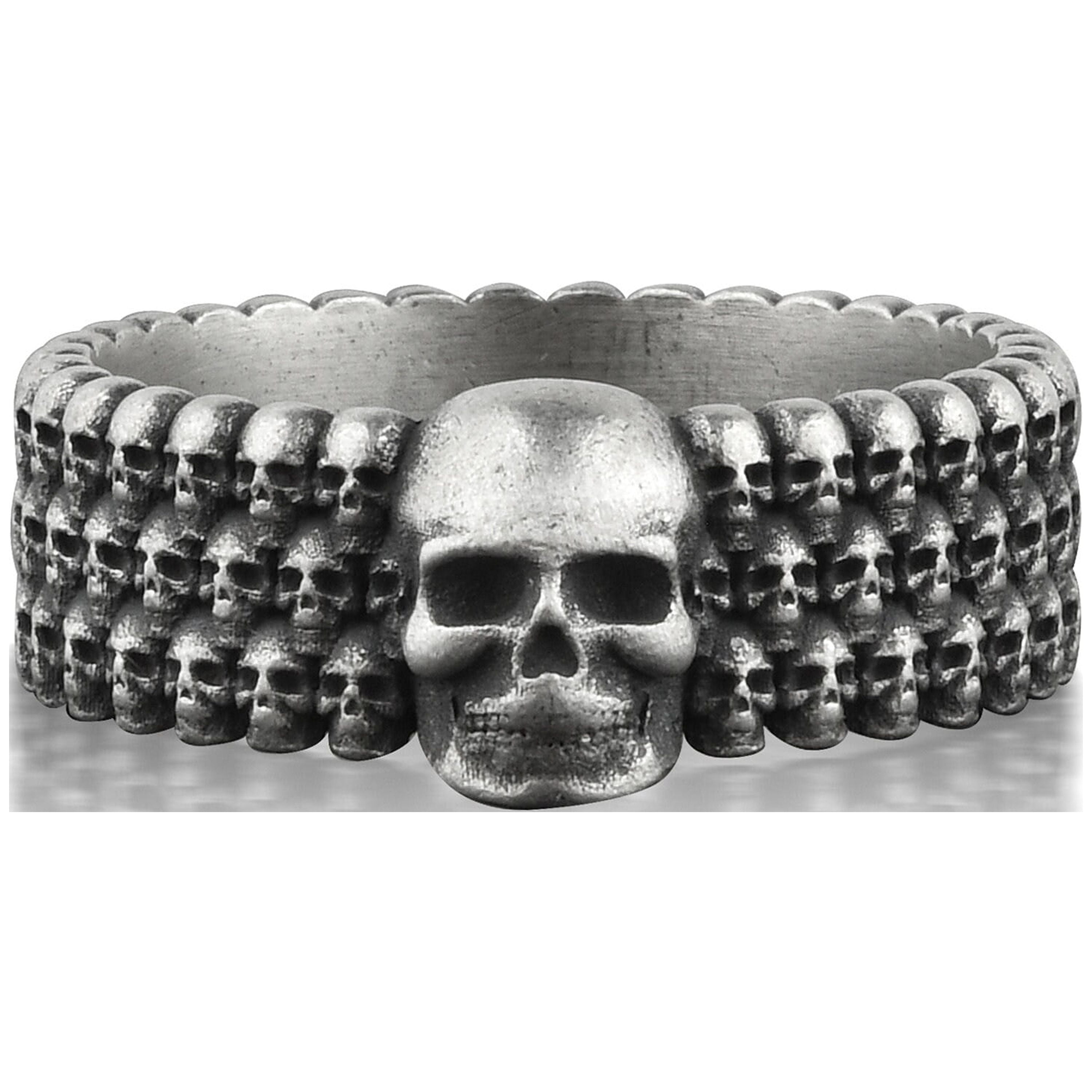 Skull Biker Men Wedding Band Ring For Men in Silver, Gothic Engagement ...