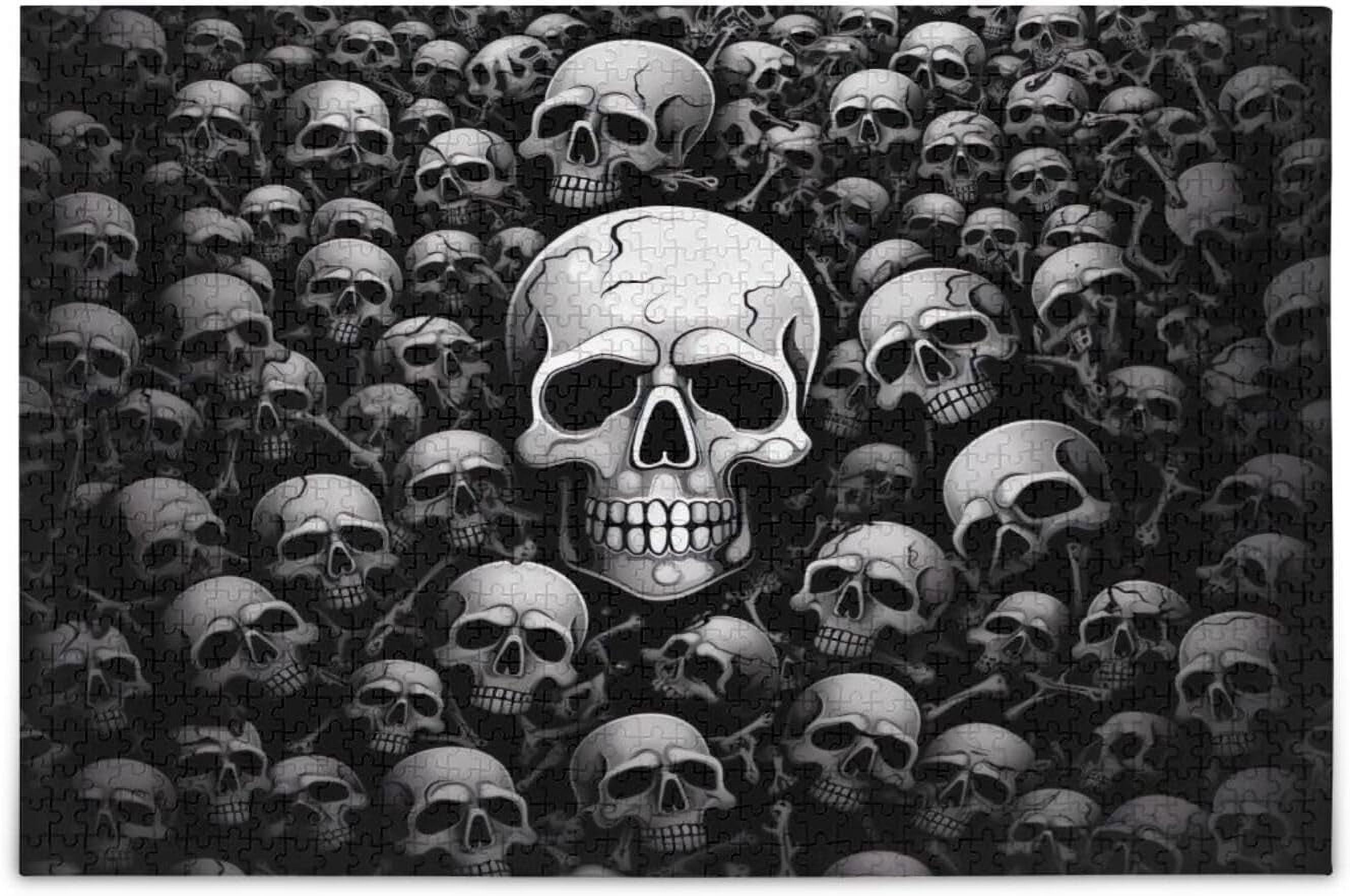 Skull Black Puzzle 500 Pieces - Wooden Jigsaw Puzzles for Family Games ...