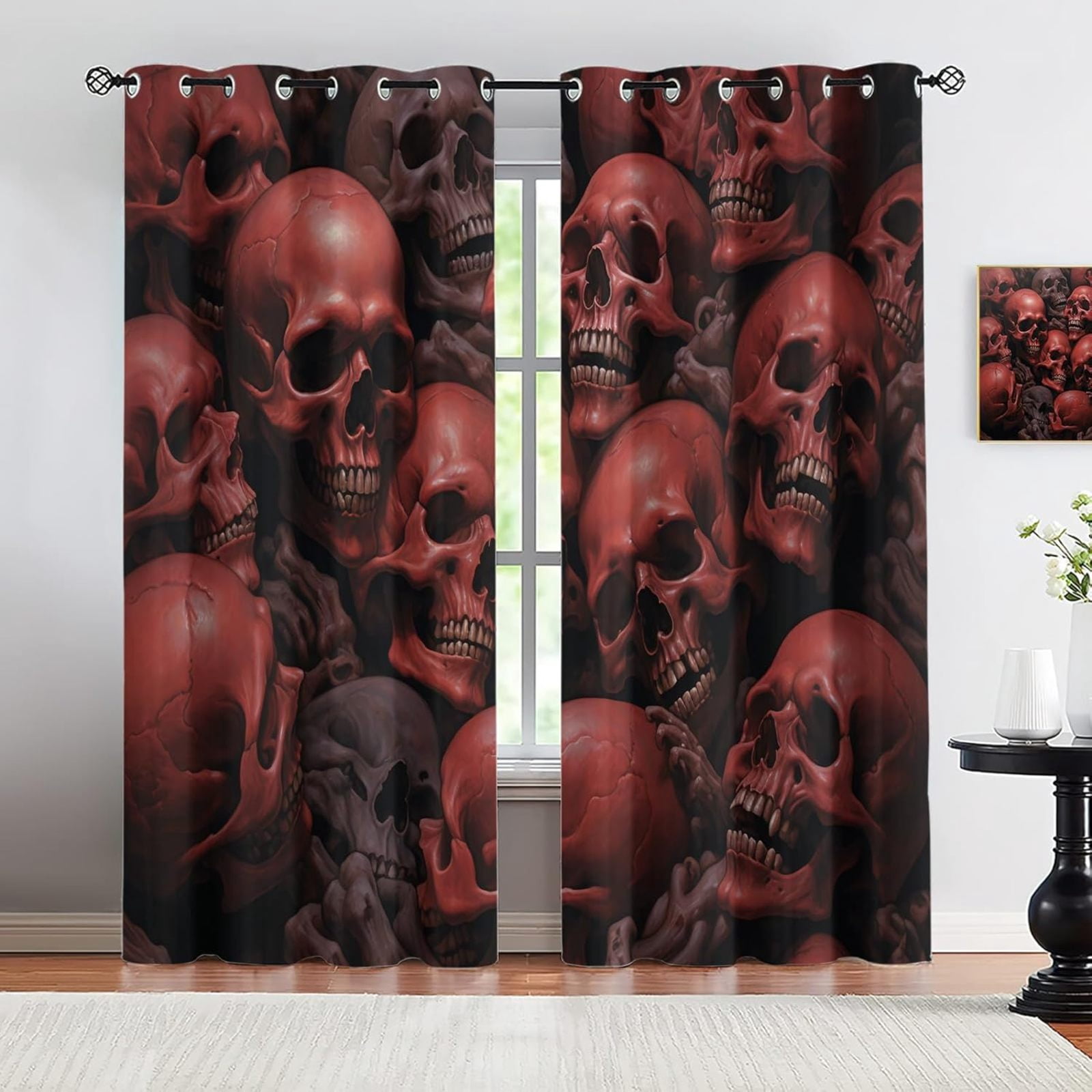 Skull Blackout Curtains Abstract Skull Curtains For Bedroom, Gothic ...