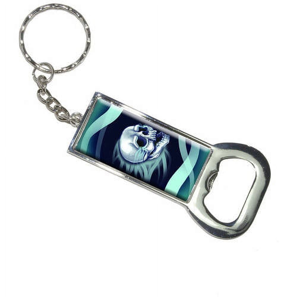 Skull Blue Flames Fire Keychain Bottle Bottlecap Opener - Walmart.com