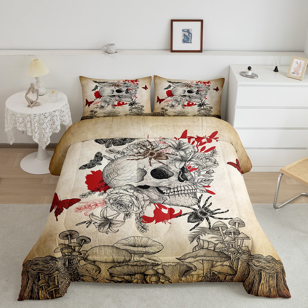 Skull Bones Bedding 3D Skeleton Gothic Decor Comforter Set Teenagers ...