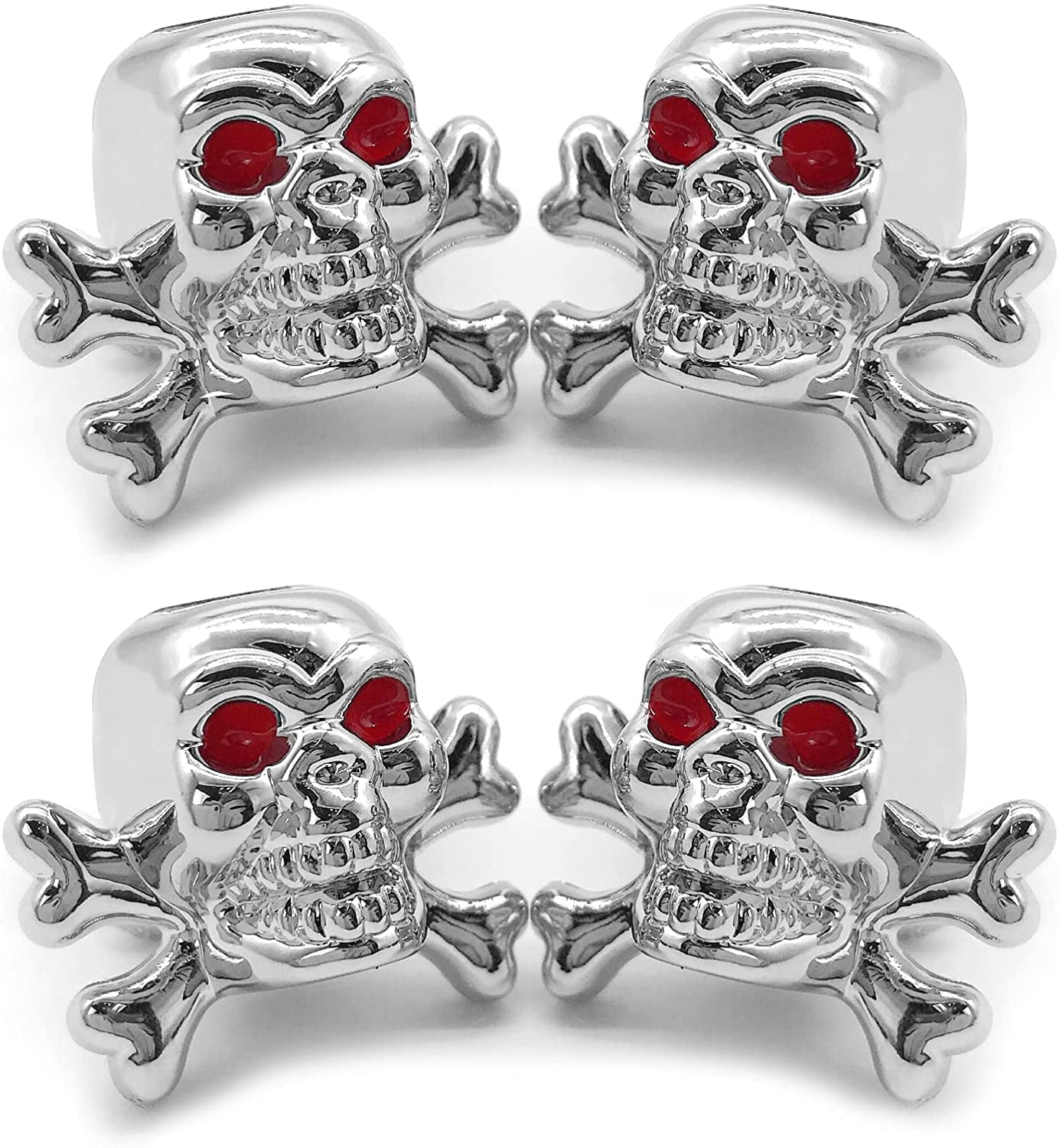 Skull Bones Black Tire Wheel Valve Stem Air Caps Metal Covers Car ...
