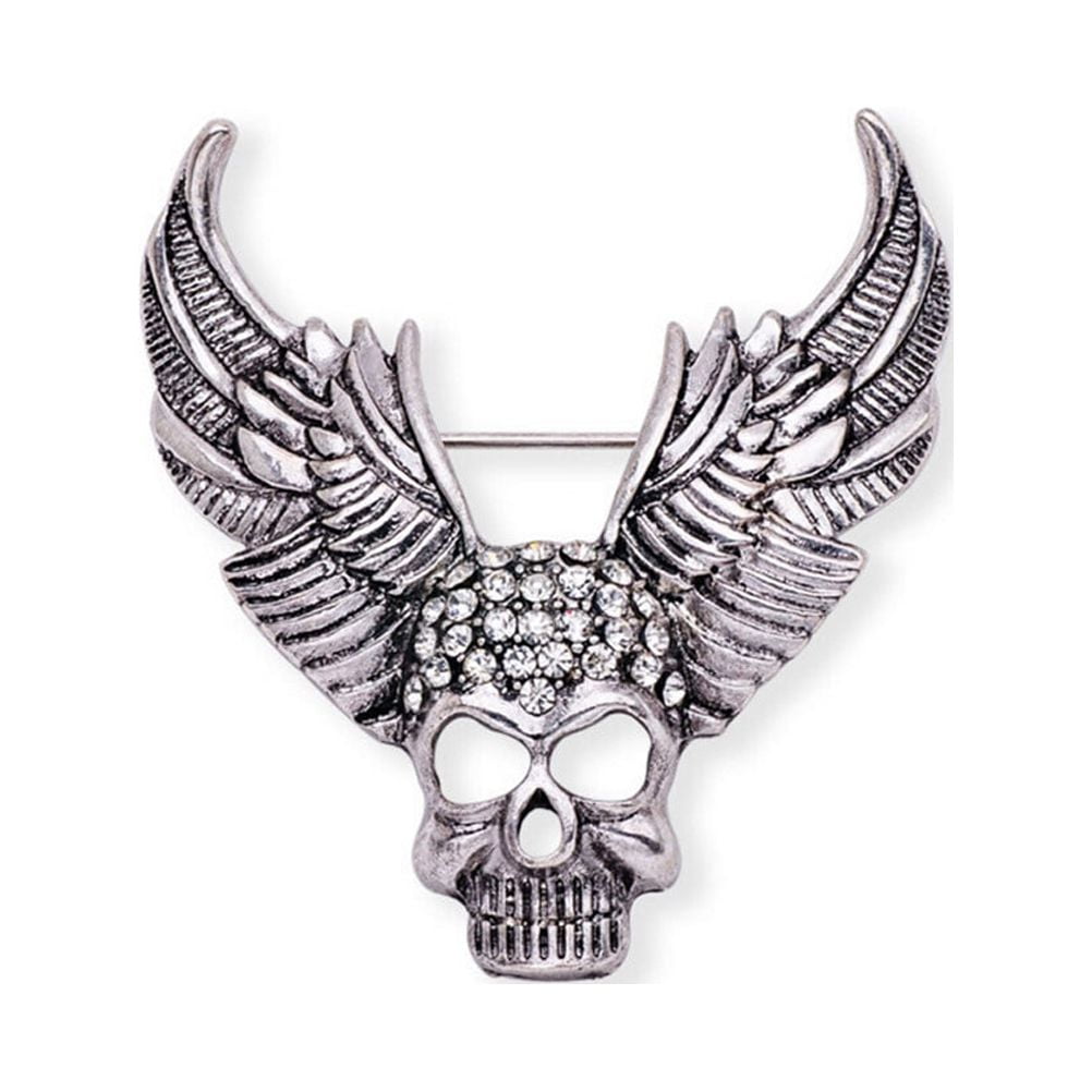 Skull Bones Brooch Pin Crystal Gothic Punk Breastpin for Evening Party ...