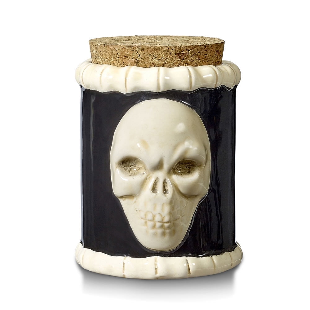 Skull & Bones Ceramic Stash Jar – Storage for Herbs, Spices, and More ...