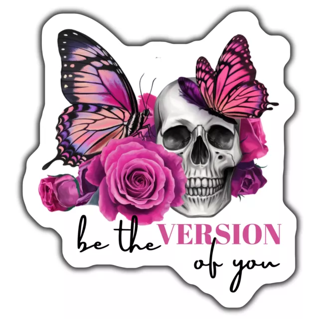 Skull And Butterfly Sticker, Gothic Aesthetic Decal, Pink Roses Art ...