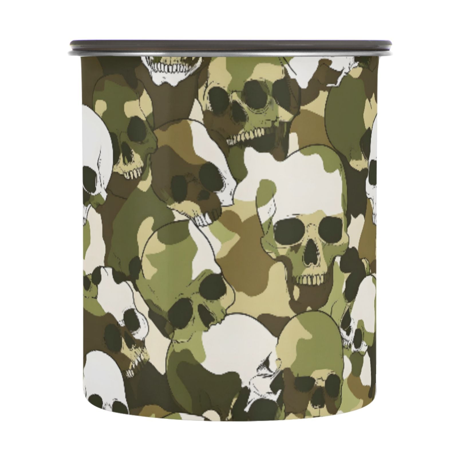 Skull Camouflage Camo Airtight Coffee Bean Canister 30oz Food Storage ...