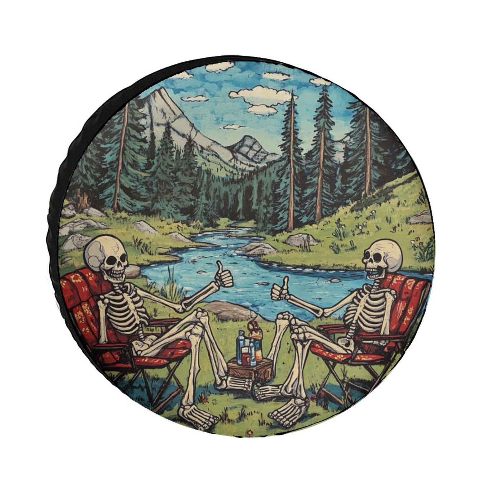 Skull Camping Heavy Duty Spare Tire Cover Camper Trailer Campfire Wheel ...