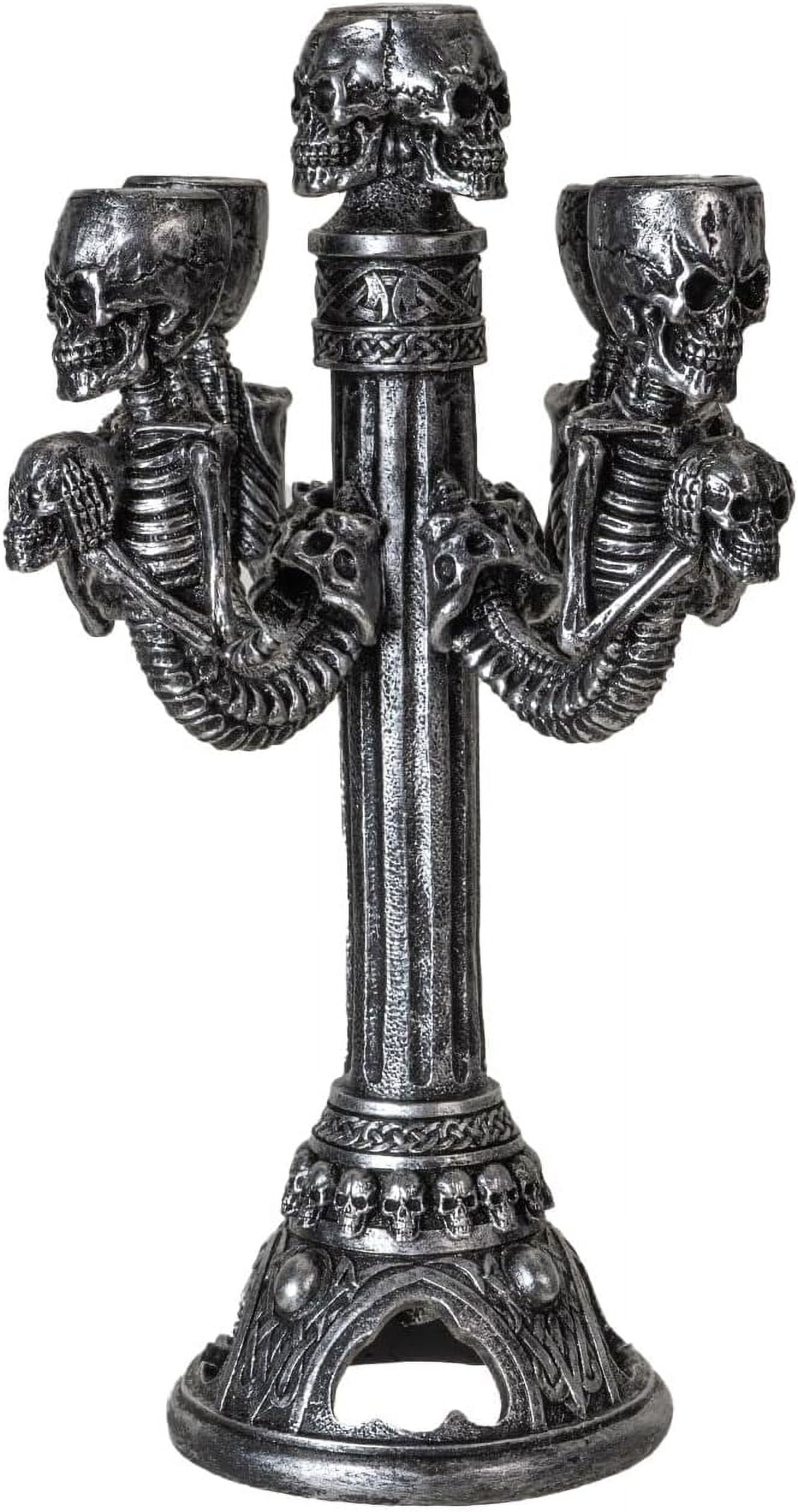 Skull Candelabra Candle Holder Gothic Skeleton Design for Spooky Home ...