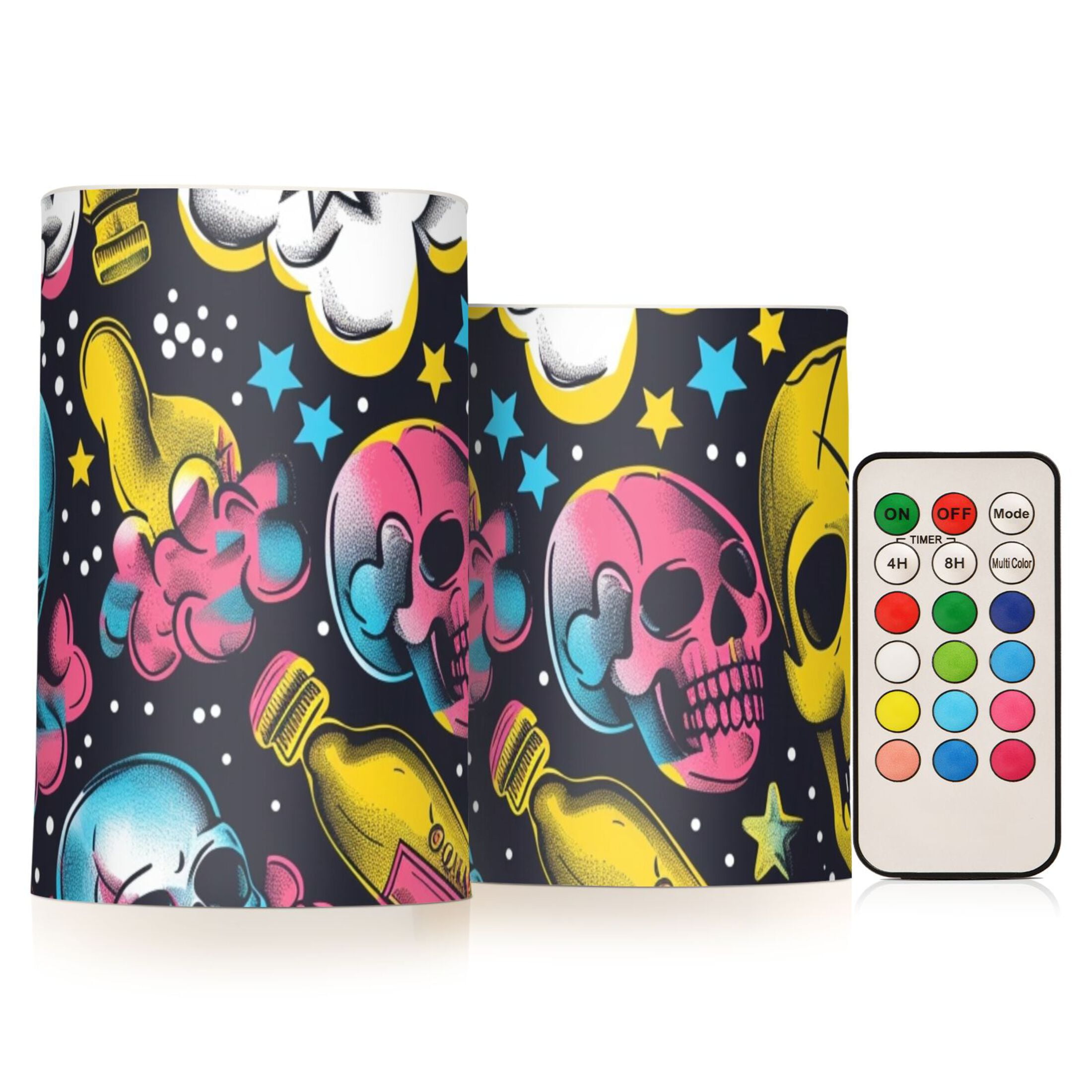 Skull Candy Bottles Stars Flameless Candles with Remote Timer LED ...