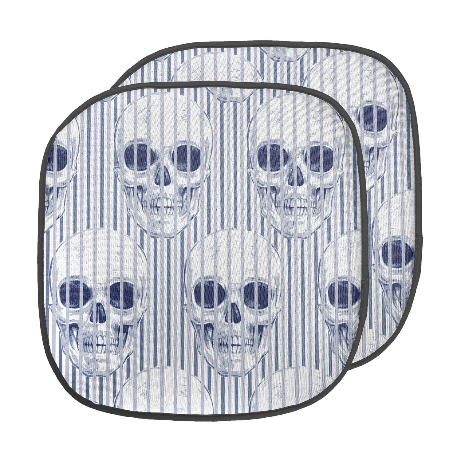 Skull Chair Seating Cushion Set of 2, Skulls and Geometric Shapes with ...