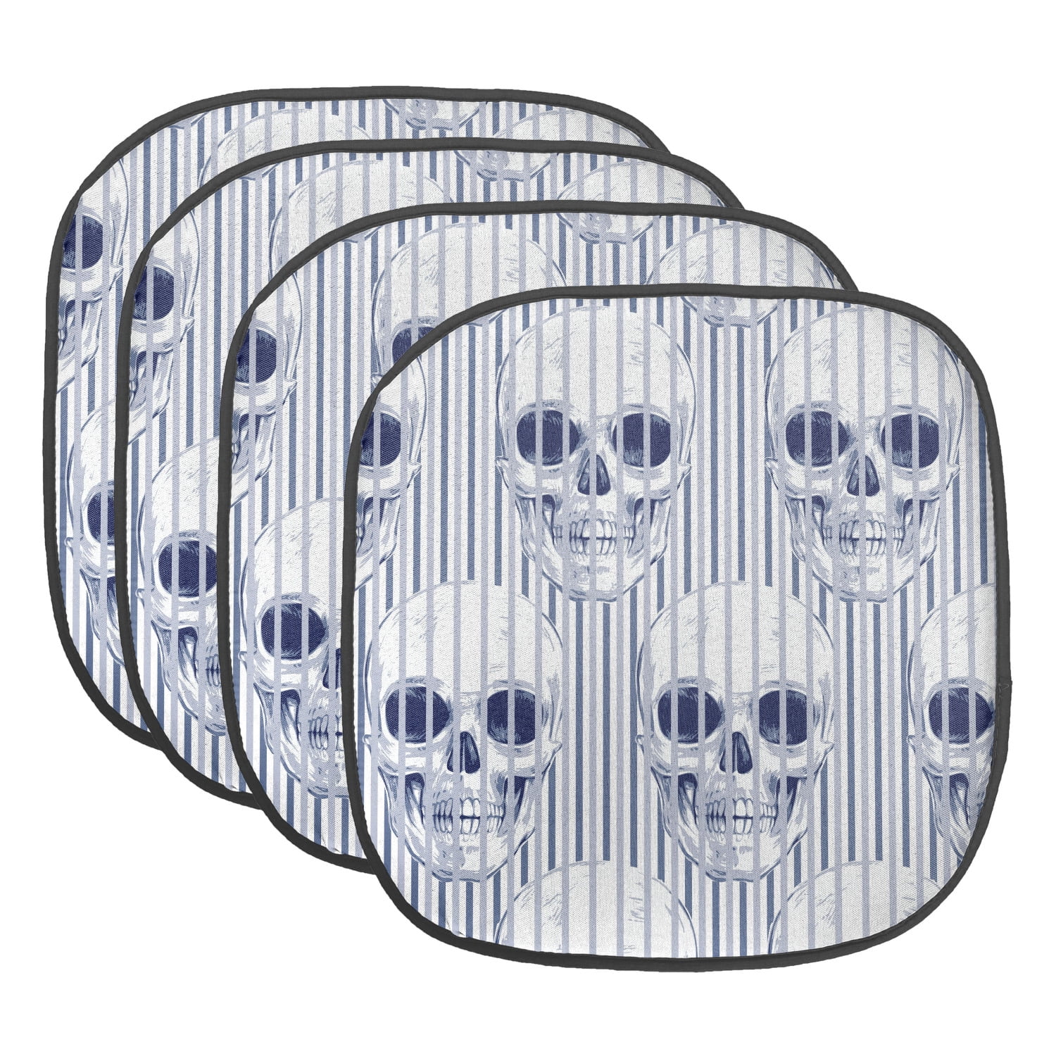 Skull Chair Seating Cushion Set of 4, Skulls and Geometric Shapes with ...