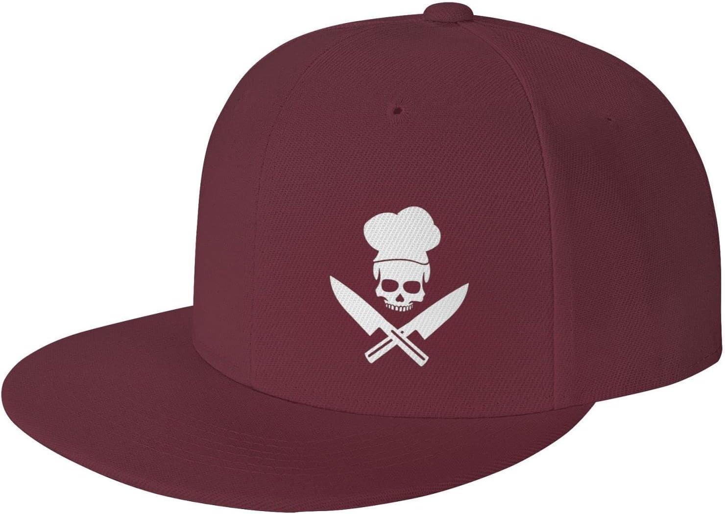Skull-Chef Cooking Skull Flat Brim Baseball Cap Men's and Women's ...