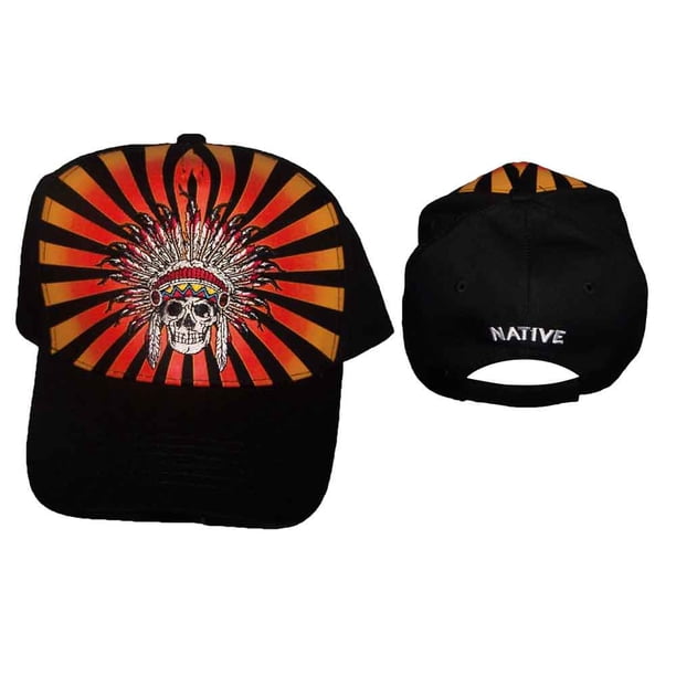 Skull Chief Native Pride Baseball Caps Screen Printed Black Color Uni ...