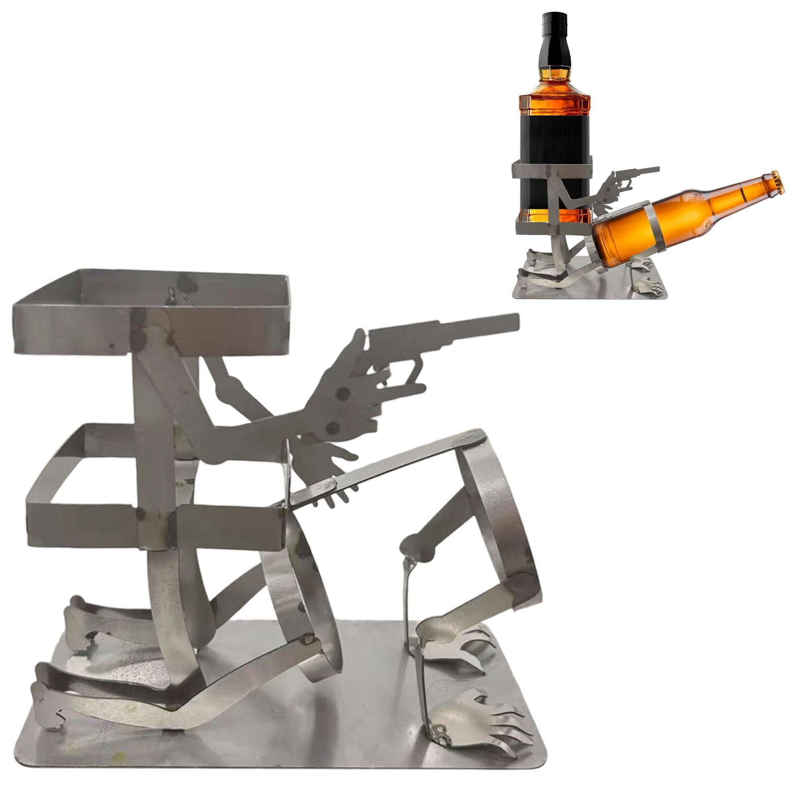 Skull Coke and Wine Bottle Stand, 2025 Funny Metal Skull Skeleton Bar ...