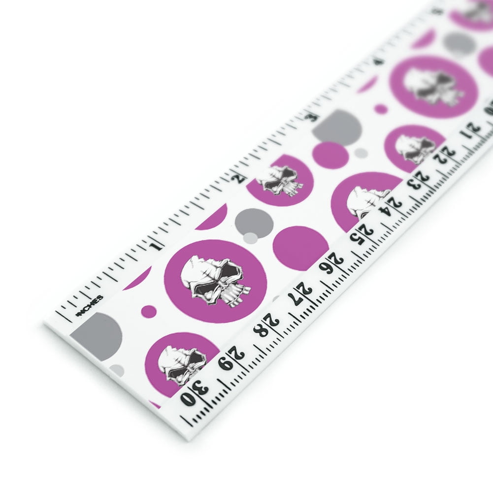Skull Cracked Crushed Tough on Pink 12 Inch Standard and Metric Plastic ...