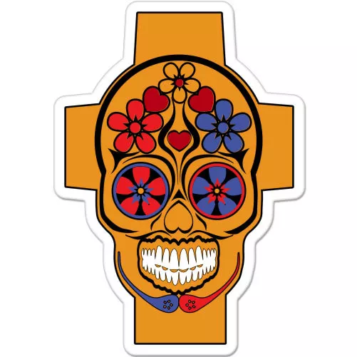 Skull Cross Dia De Los Muerto Sugar Skull Sticker Decal Phone Decal ...